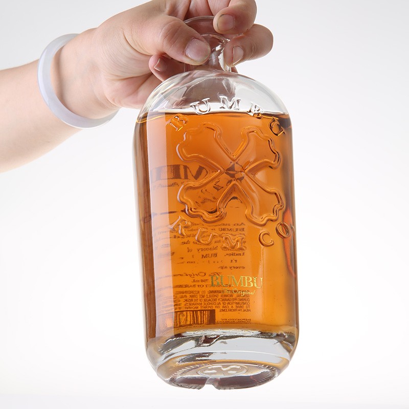 750ML Crystal Rum Glass Bottle Of Liquor And Cork