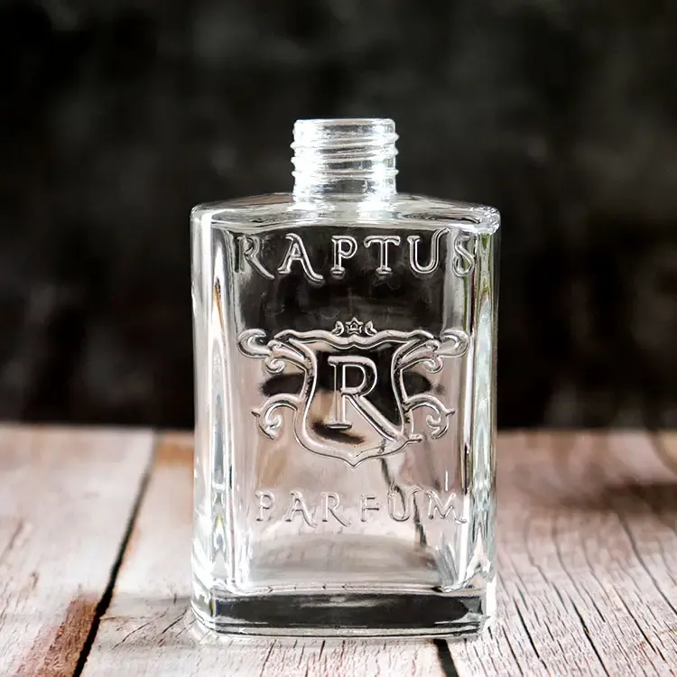 high quality square 330ml embossing glass bottles