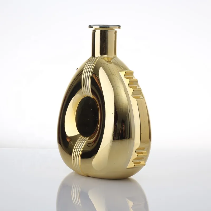 Best Electroplating Gold Liquor Glass Bottle And Golden Caps Wholesale