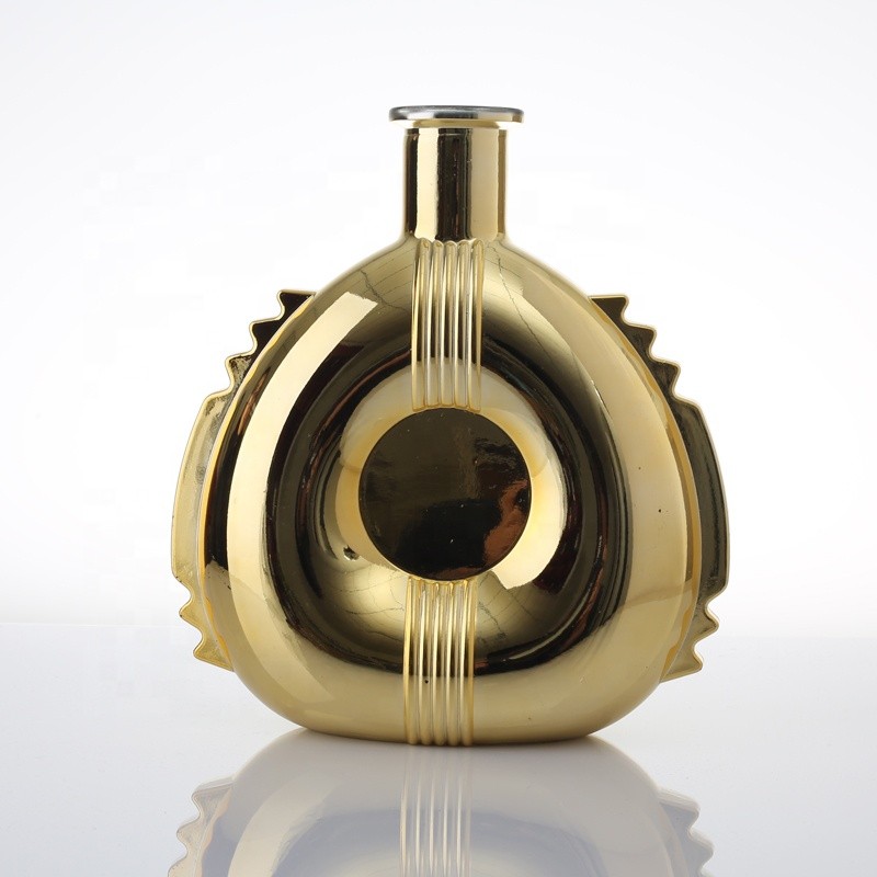 Best Electroplating Gold Liquor Glass Bottle And Golden Caps Wholesale