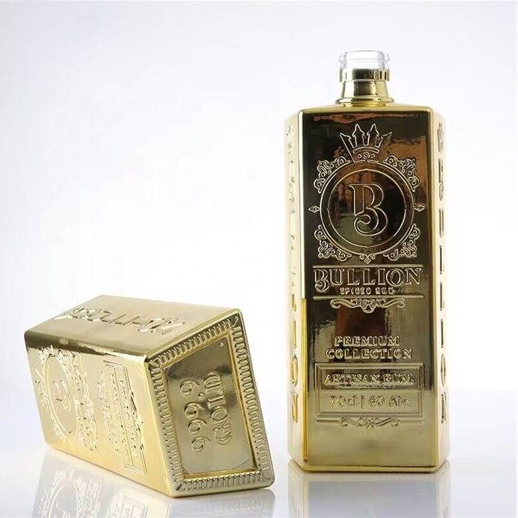 Gold Liquor Glass Bottle And Golden Caps Supplier