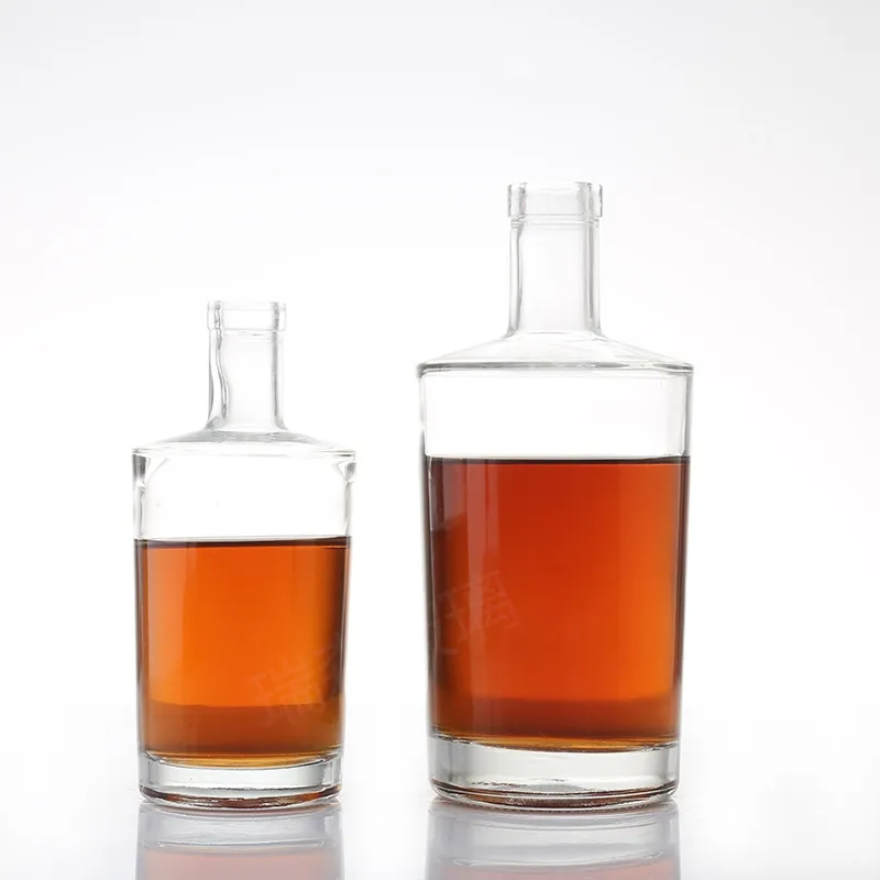 750ml round flat shoulder thick bottom glass