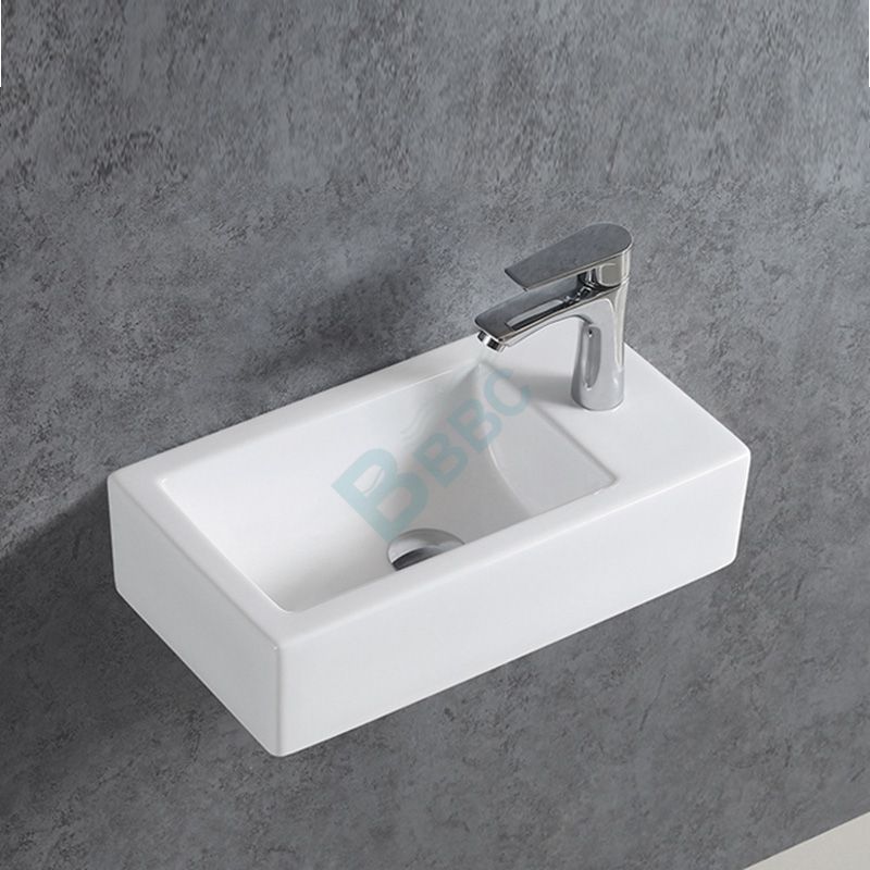 Mini Rectangular Ceramic Wall-Hung Basin