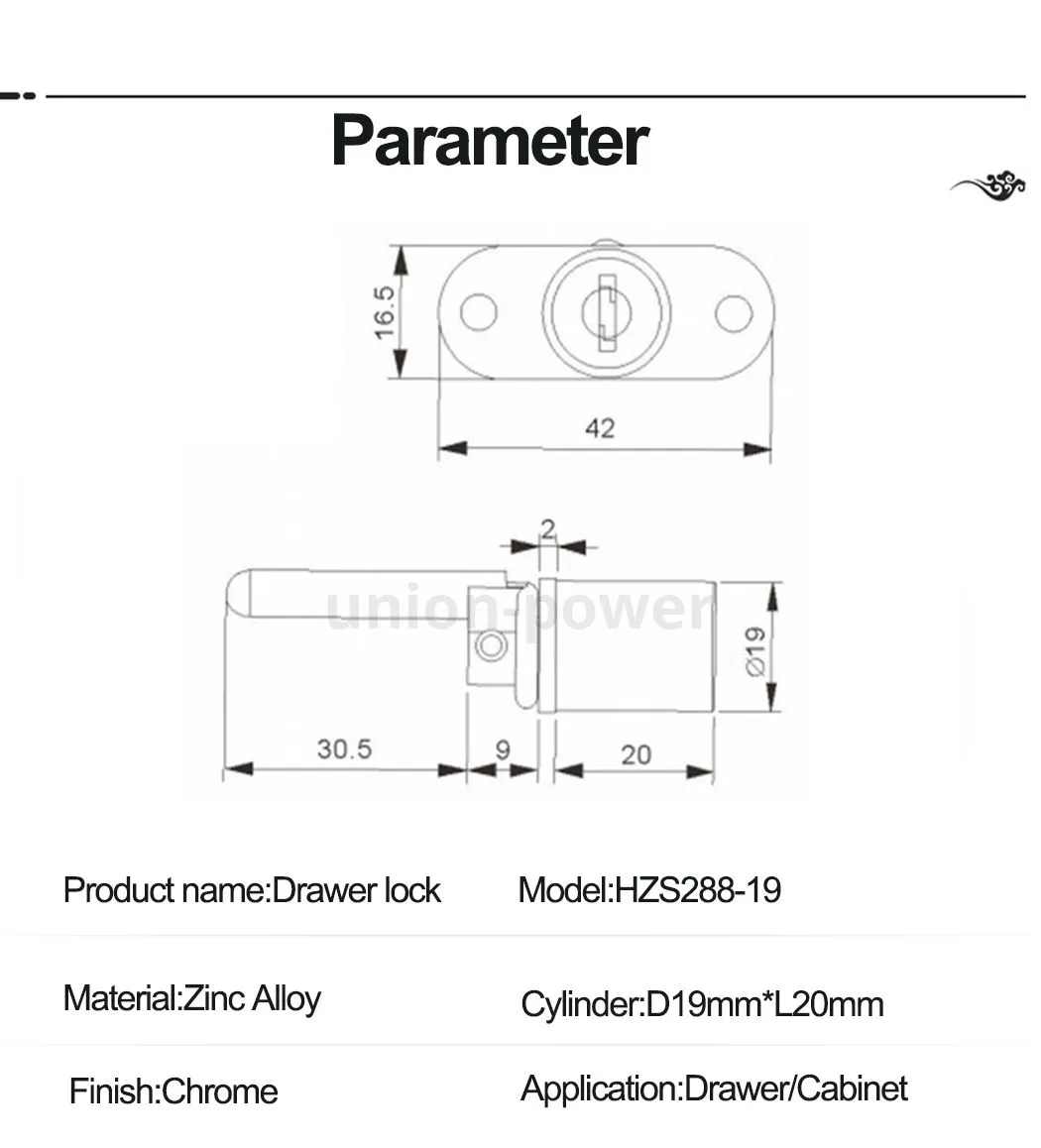 Under Desk Drawer Lock Pedestal Locks HZS288-19