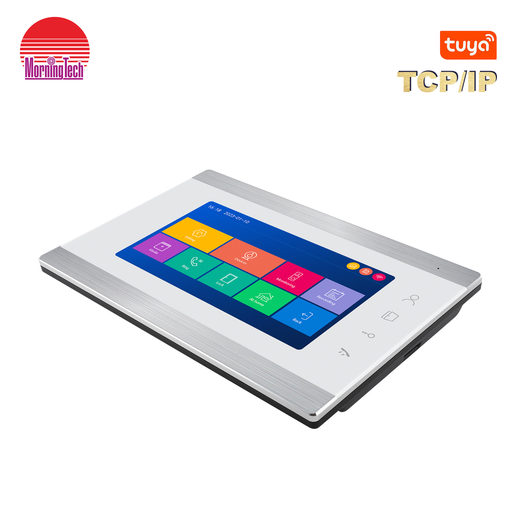 TCP/IP video door phone intercom system 7-inch sensor button