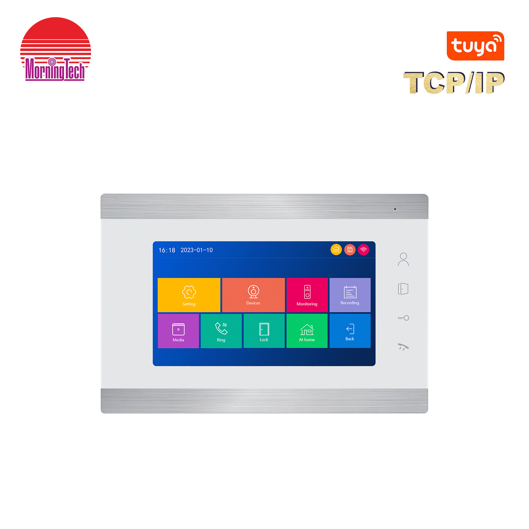 TCP/IP video door phone intercom system 7-inch sensor button