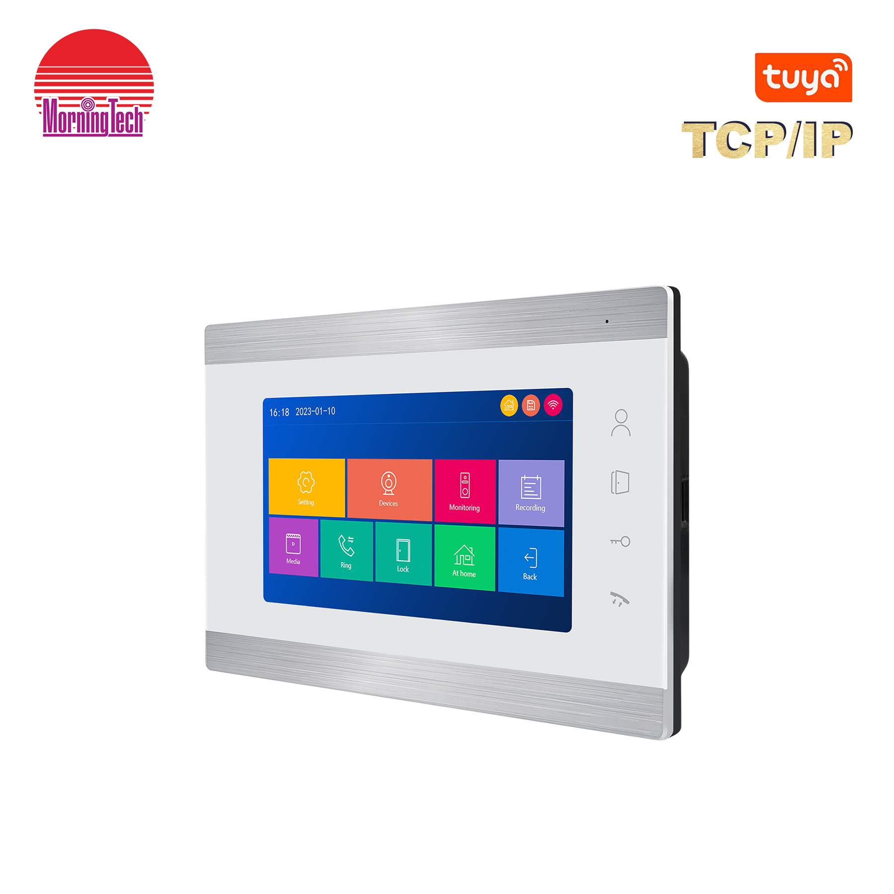 TCP/IP video door phone intercom system 7-inch sensor button