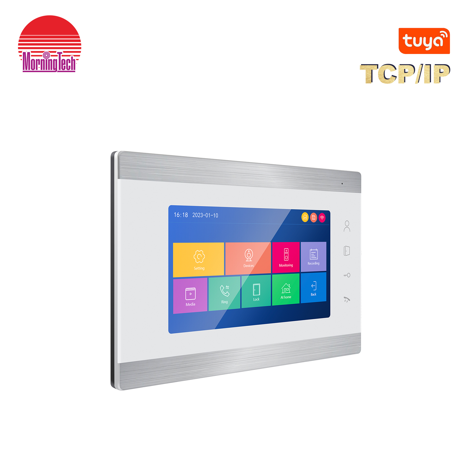 TCP/IP video door phone intercom system 7-inch sensor button