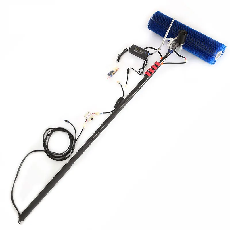 Electric Rotating Brush Solar Cleaning Tool for High Reach Panel Care.