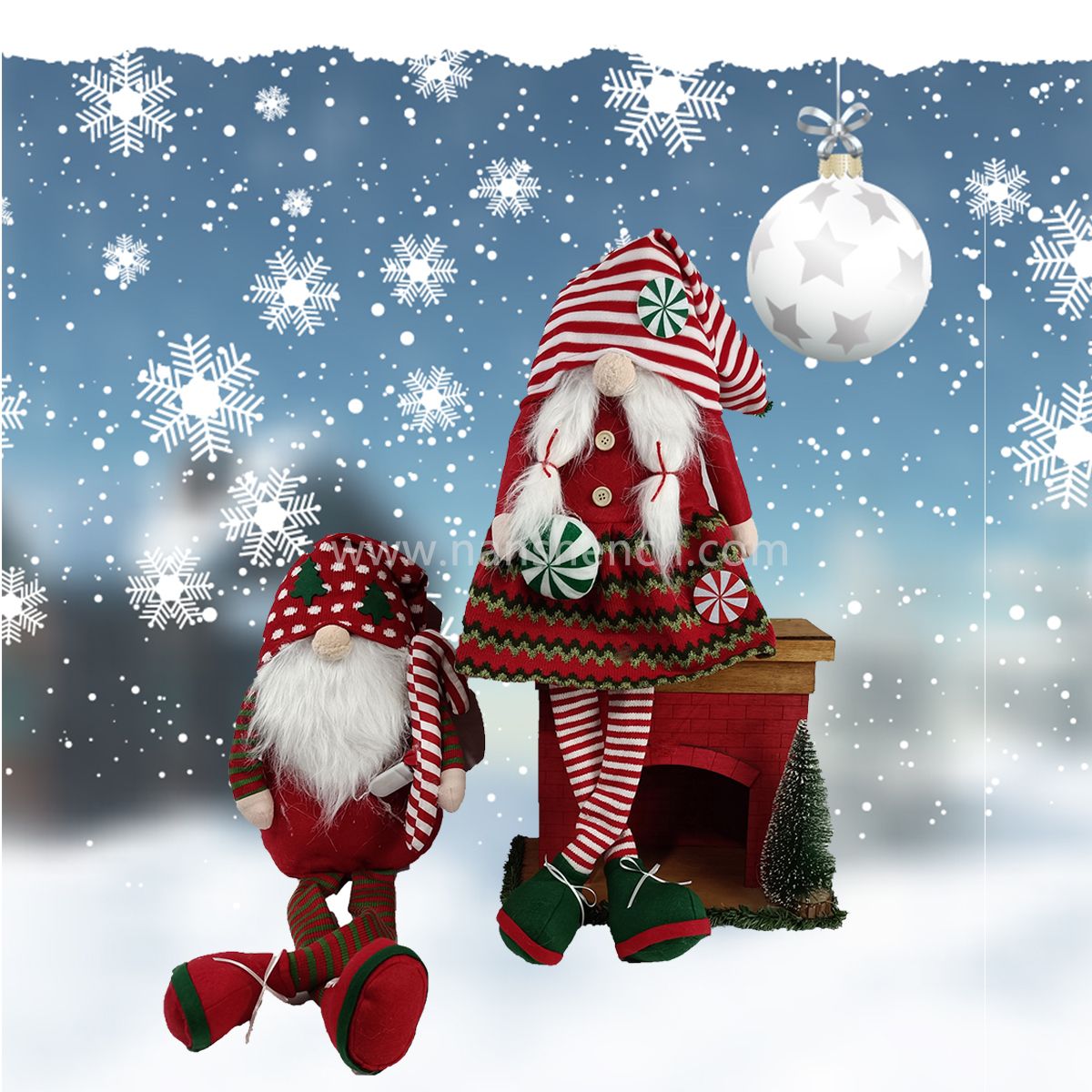 Sitting Christmas Gnome Set, Christmas Gnomes