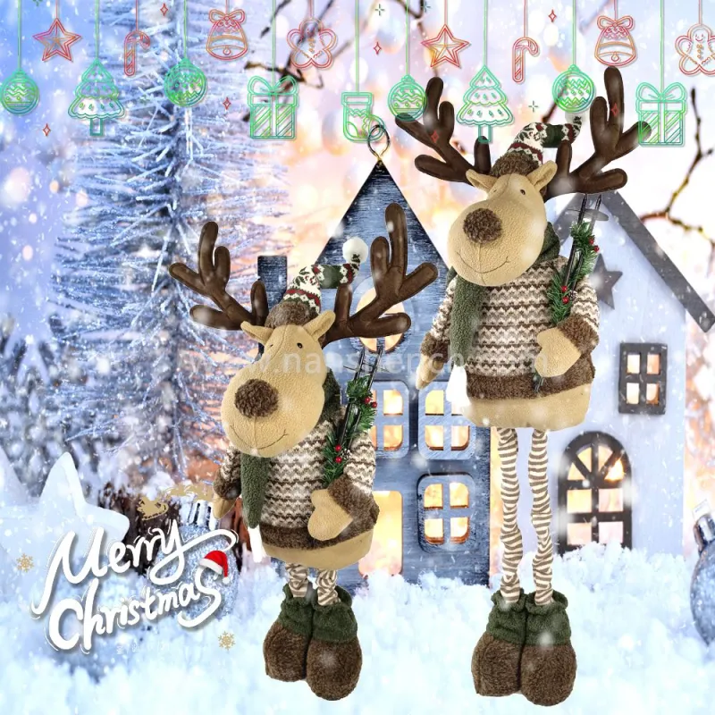 Standing Christmas Reindeer Stretch Leg, Christmas frigurine