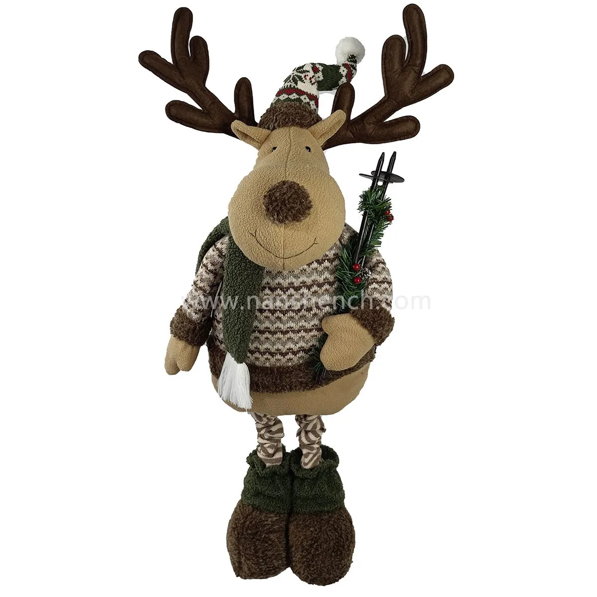 Standing Christmas Reindeer Stretch Leg, Christmas frigurine