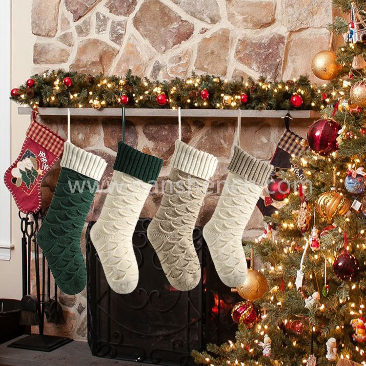Classic Scales Christmas Knitted Stockings