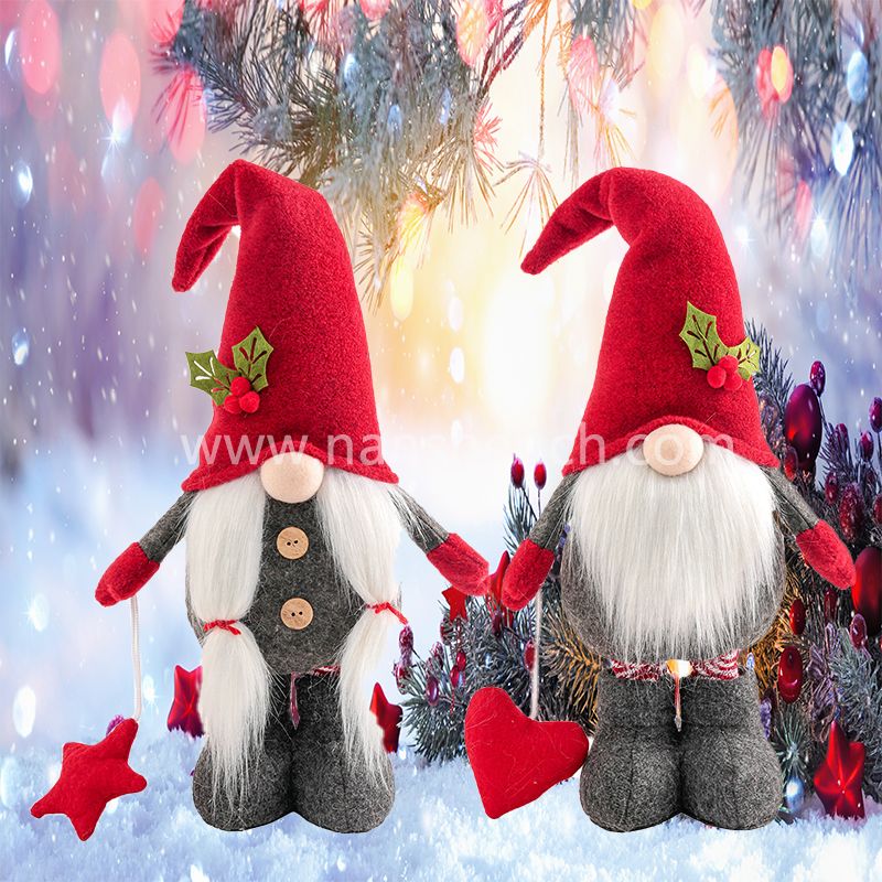 Large Standing Plush Christmas Gnomes with Stretched Legs