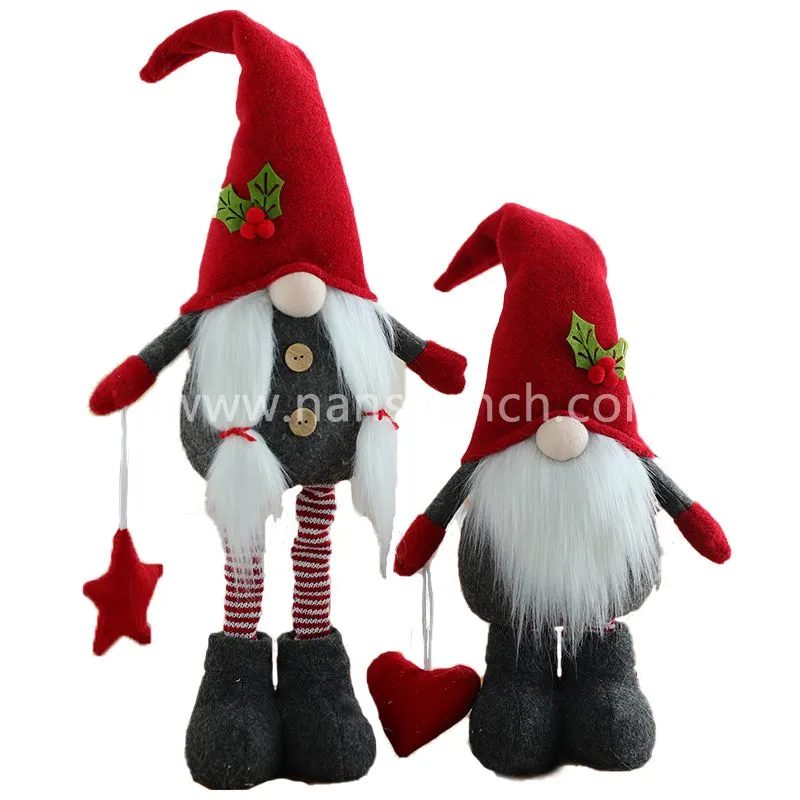 Large Standing Plush Christmas Gnomes with Stretched Legs