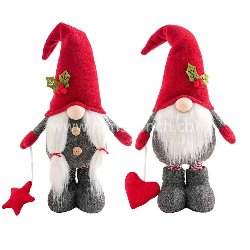 Large Standing Plush Christmas Gnomes with Stretched Legs