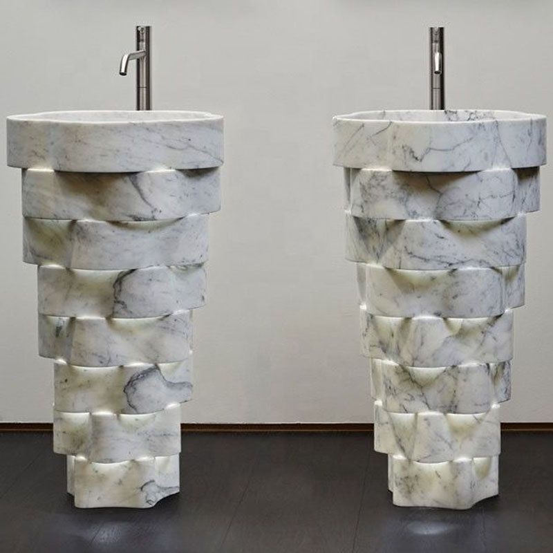 interior bianco carrara stack wash basink pedestal sink for bathroom
