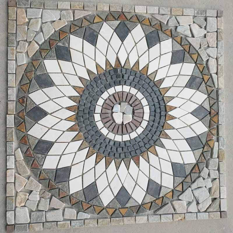 square slate mosaic medallion custom made per design for projects