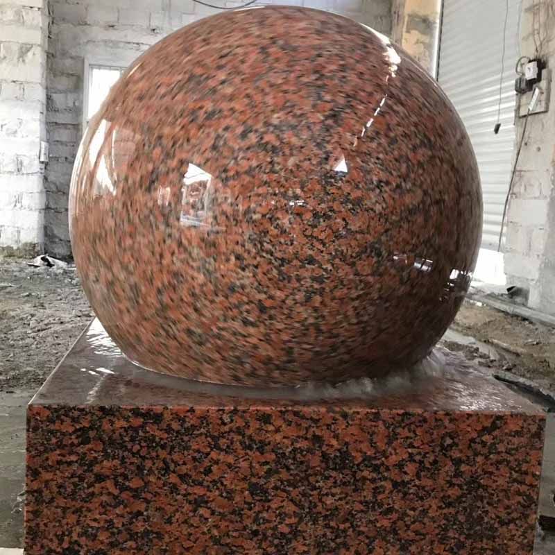 granite maple red rolling sphere water feature custom made per design