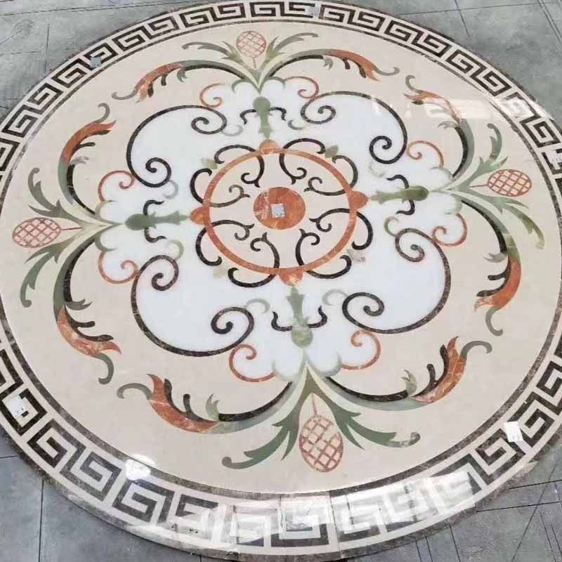 marble circle waterjet floor pattern custom made per design