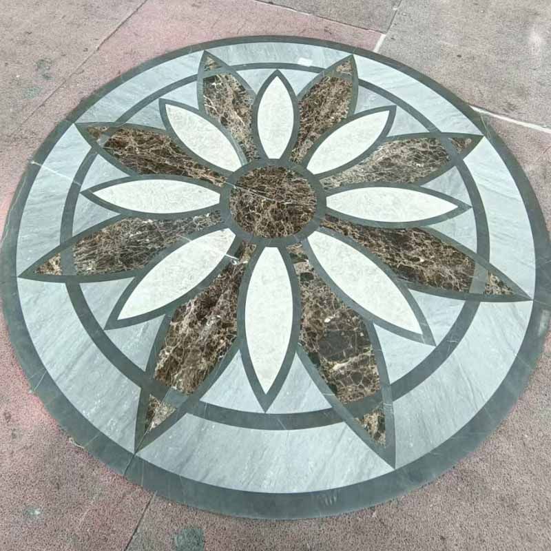 round marble waterjet floor medallion custom made per design