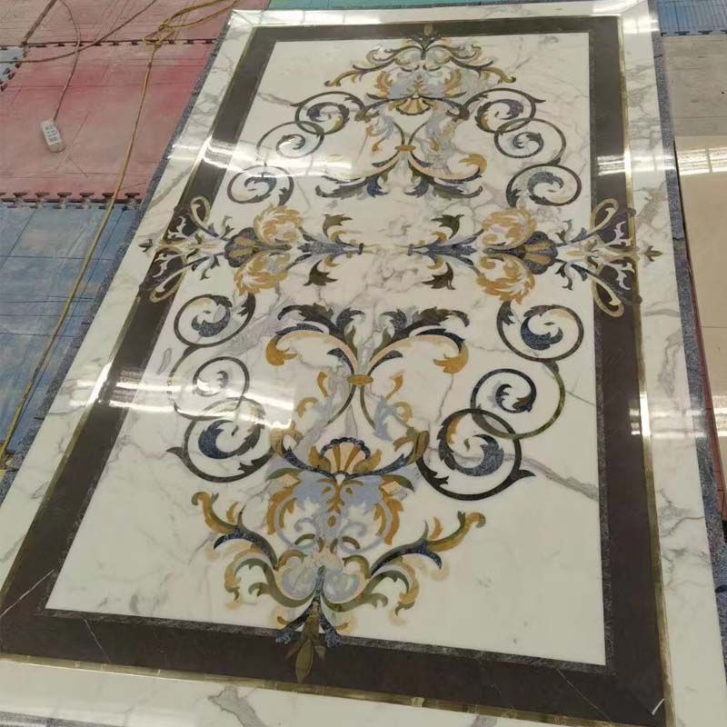 marble rectangle waterjet medallion custom made per design