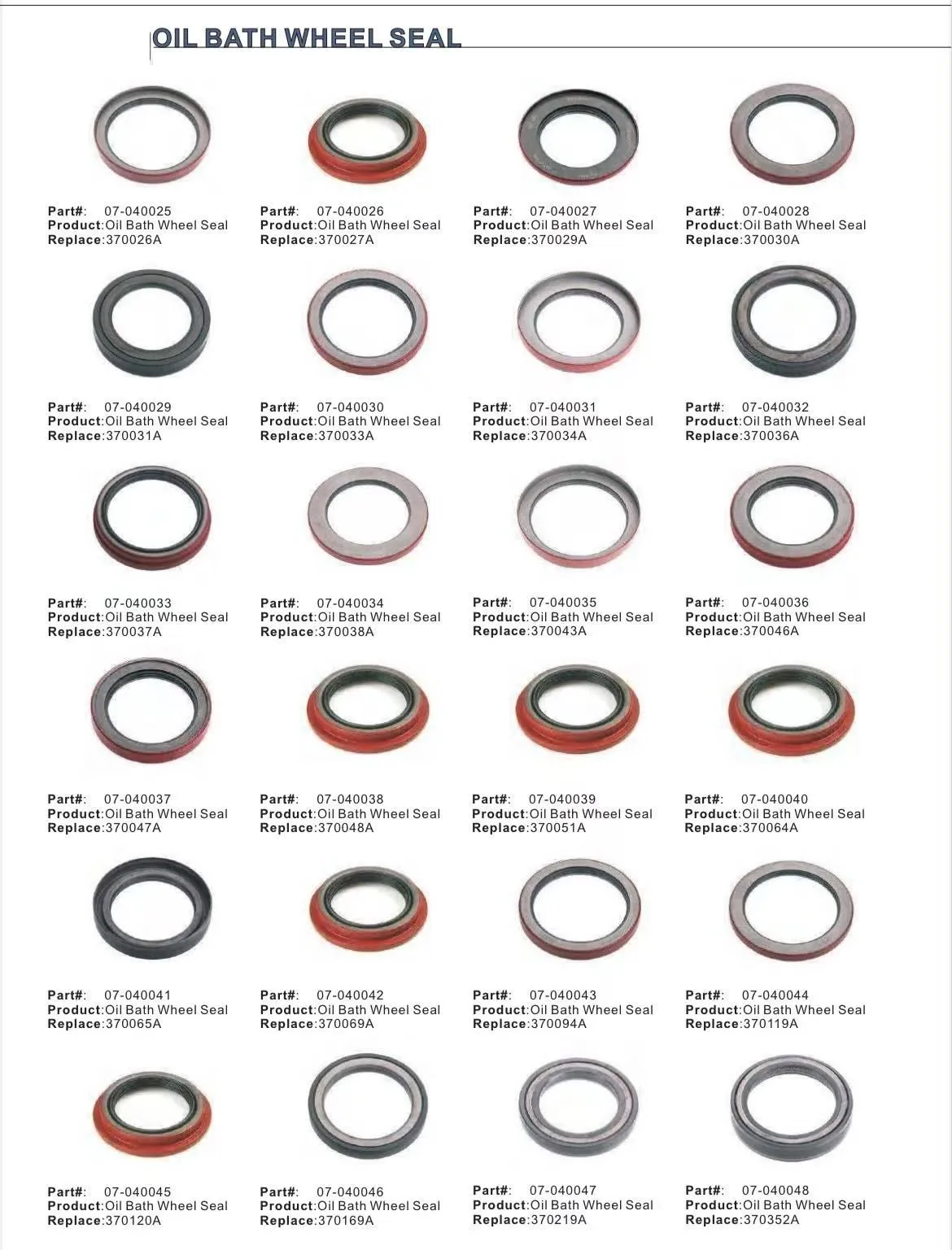 370003 B370003A National Oil Seal Red 37 Series Oil Bath Wheel Seal