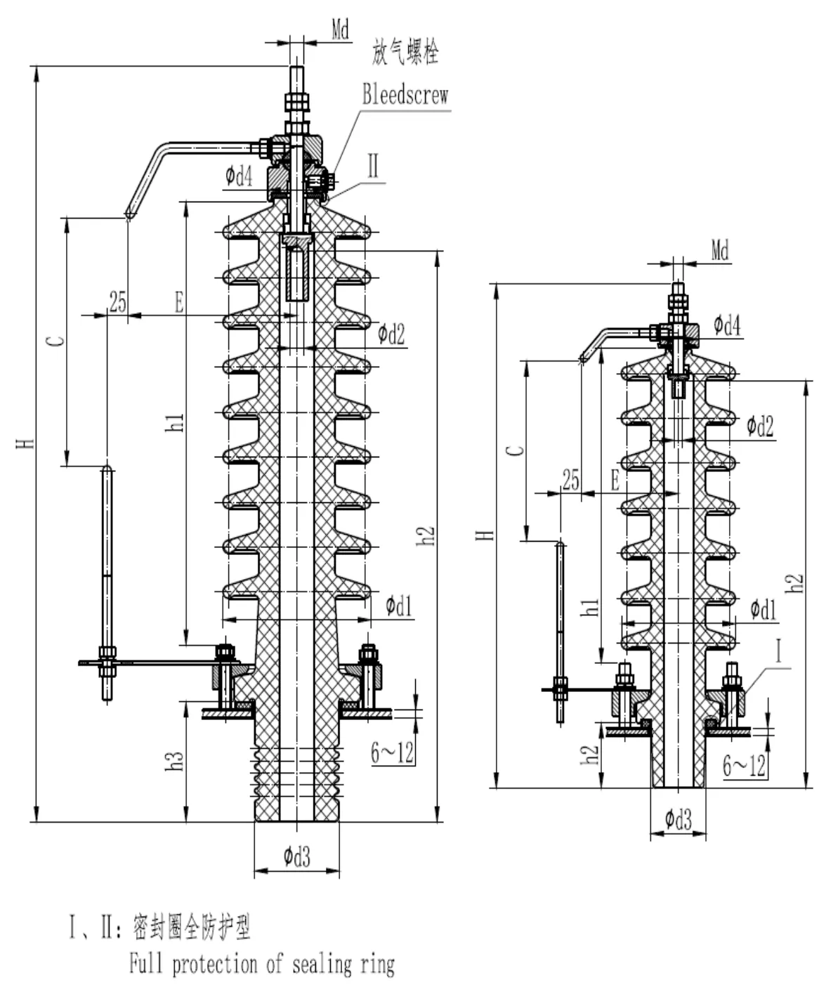 Transformer Porcelain Bushing 20KV 315A Lightning protection discharge ...