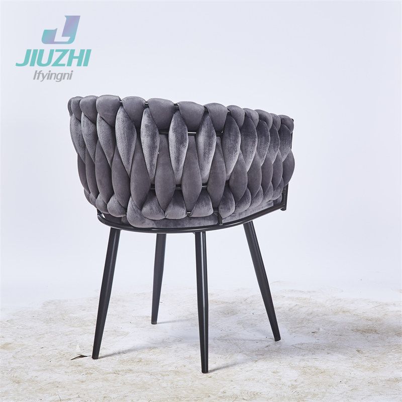 Waving Upholstered Velvet Dining Armrest Chair