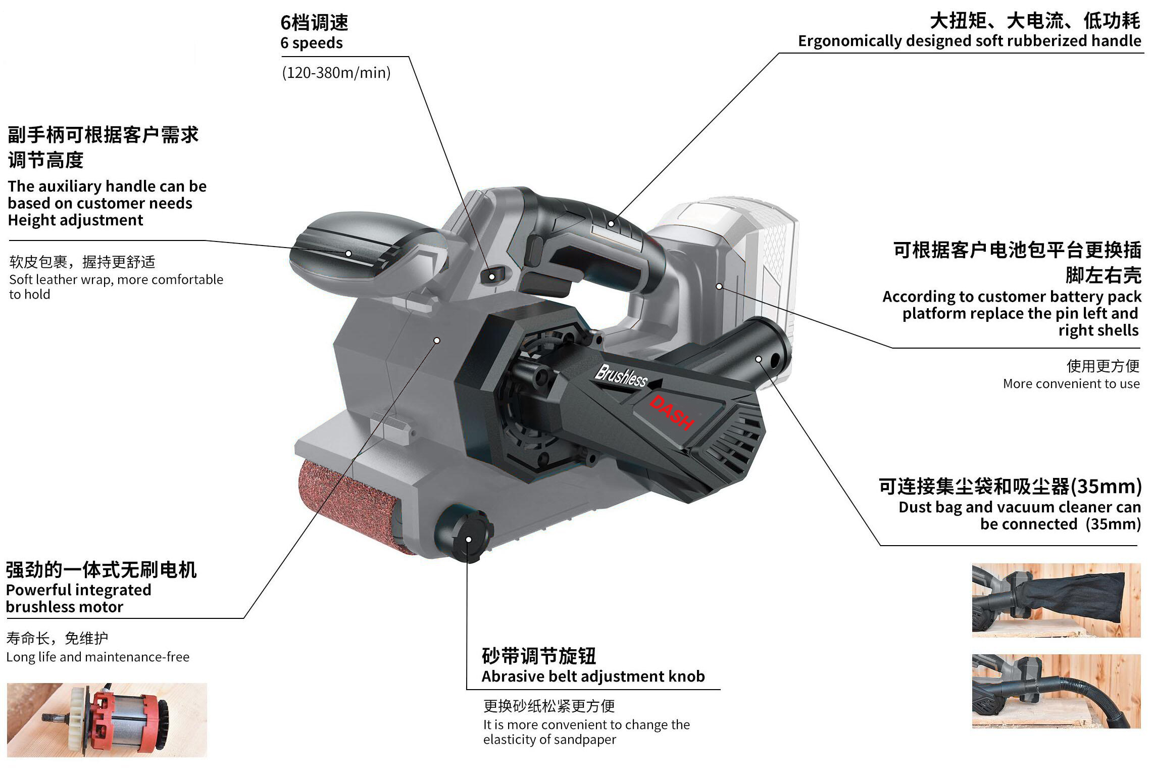 Brushless 20V Cordless Belt Sander