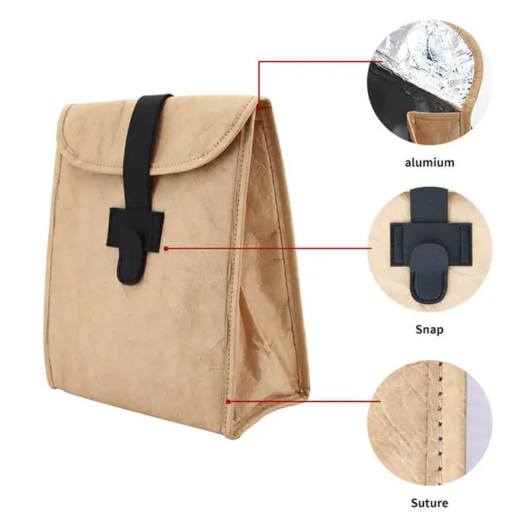 Reusable Insulated Brown Paper Tyvek Lunch Bag