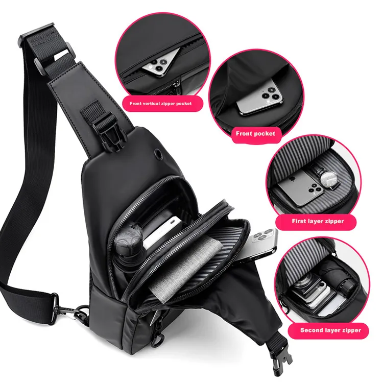crossbody chest bag,chest bag with usb charging port