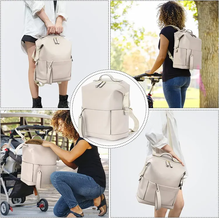 mommy rucksack, mommy diaper backpack, Leather Mommy Backpack