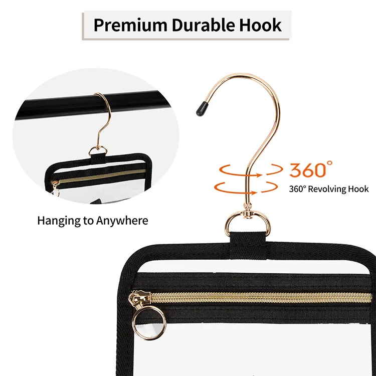 toiletry bag with hanging hook,wash bag with hook,hook toiletry bag