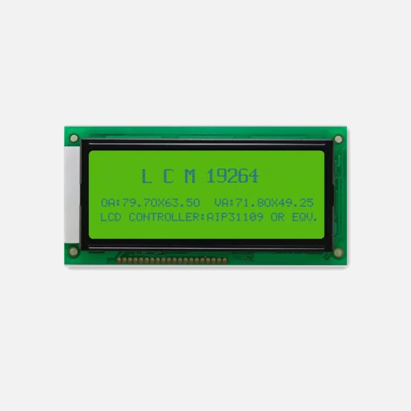 Graphic LCD module, 192*64 dots, yellow green led backlight, 8-bit parallel