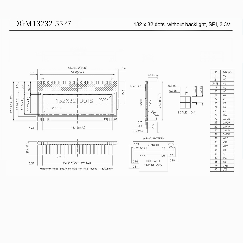 Graphic LCD MODULE ,132*32 dots
