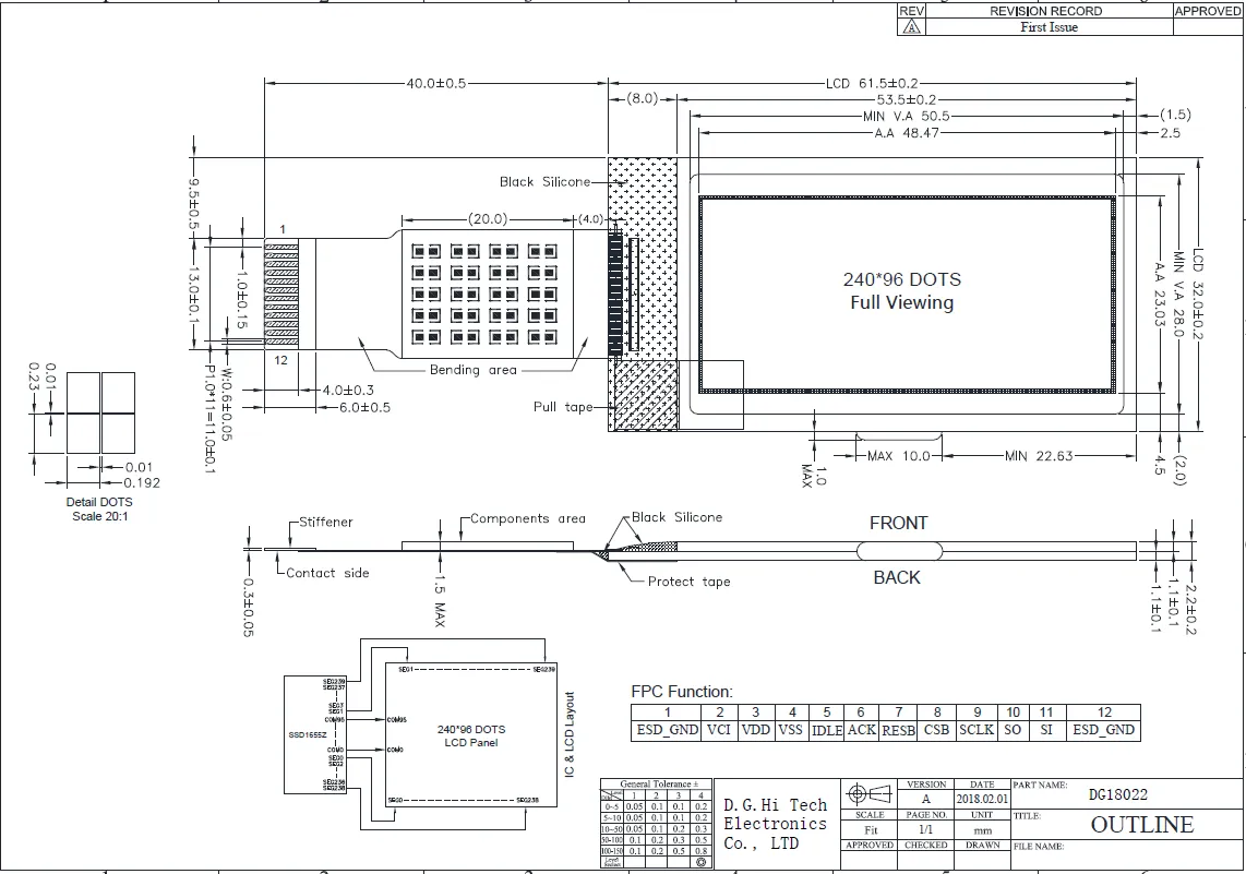 240*96 bistable cholesteric display LCD Module
