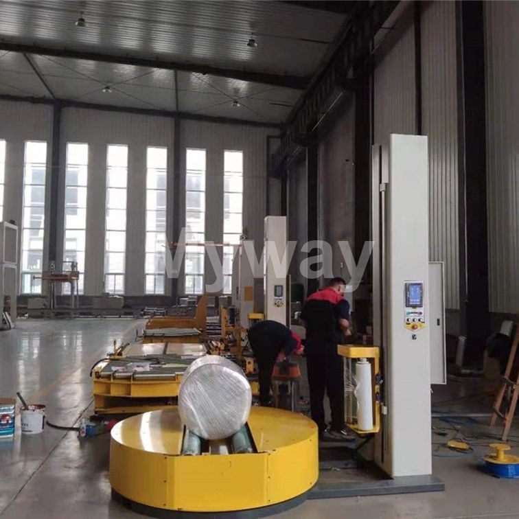 Stretch film wrapping machine for paper roll