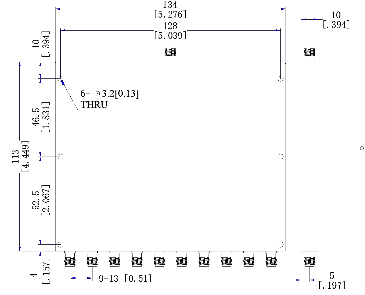 SMA Power Divider Combiner 10 Way Splitter 0.5-6ghz