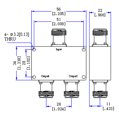 2 Way N Power Combiner 5-1000MHz