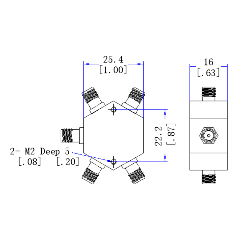 DC-3GHz 4 Way SMA Resistive Power Divider/Combiner