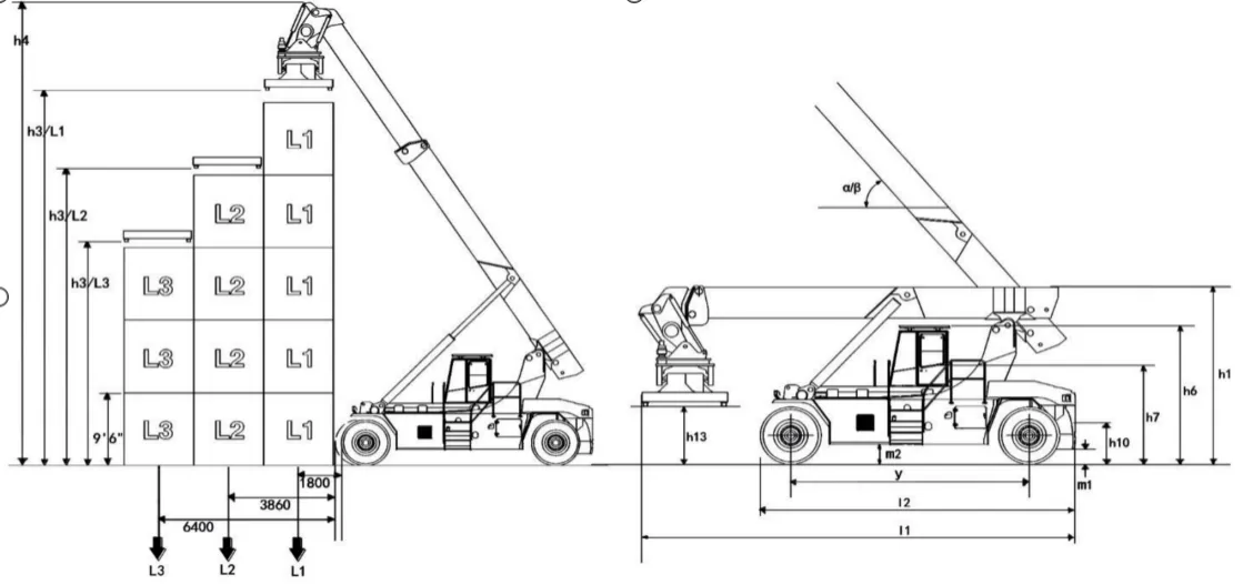 45 Ton Reach Stacker Containe