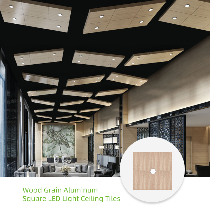 Wooden Aluminum Square Light Ceiling Tiles
