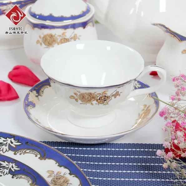 Ceramic Golden Design Bone China Dinner Set Tableware Round Dinnerware ...