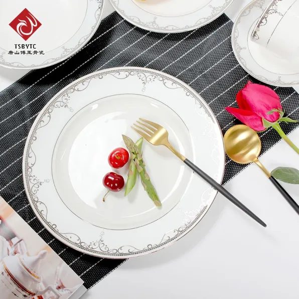 Ceramic Platinum Design Bone China Dinner Set Tableware Round ...