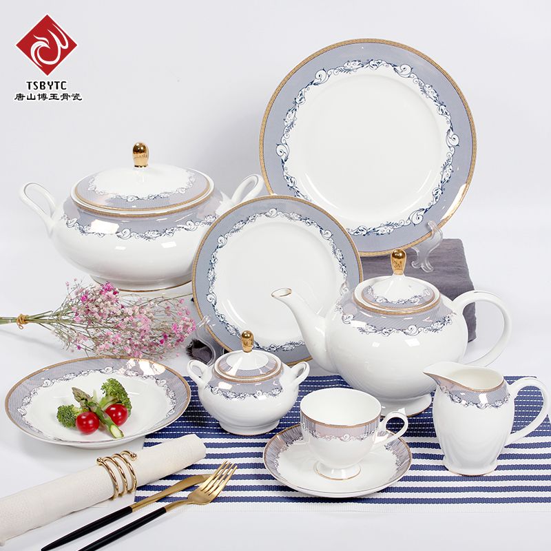 Ceramic Flower Design Bone China Dinner Set Tableware Round Dinnerware ...