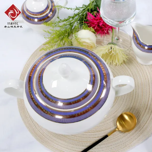 Ceramic Golden Design Bone China Dinner Set Tableware Round Dinnerware ...