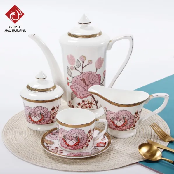 Ceramic Tea Set Coffee Set High Quality Bone China Tea Pot Cup&Saucer