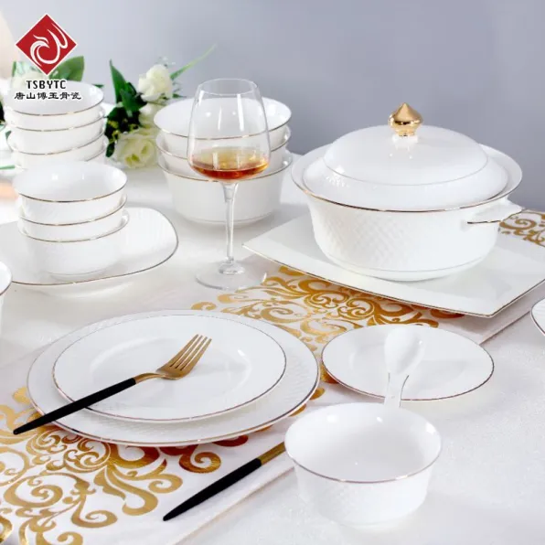 Ceramic Golden Design Bone China Dinner Set Tableware Round Dinnerware ...