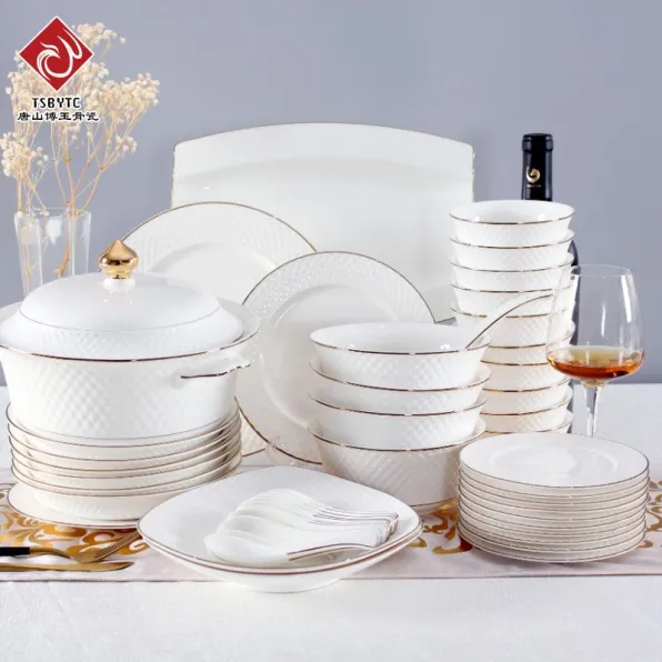 Ceramic Golden Design Bone China Dinner Set Tableware Round Dinnerware ...